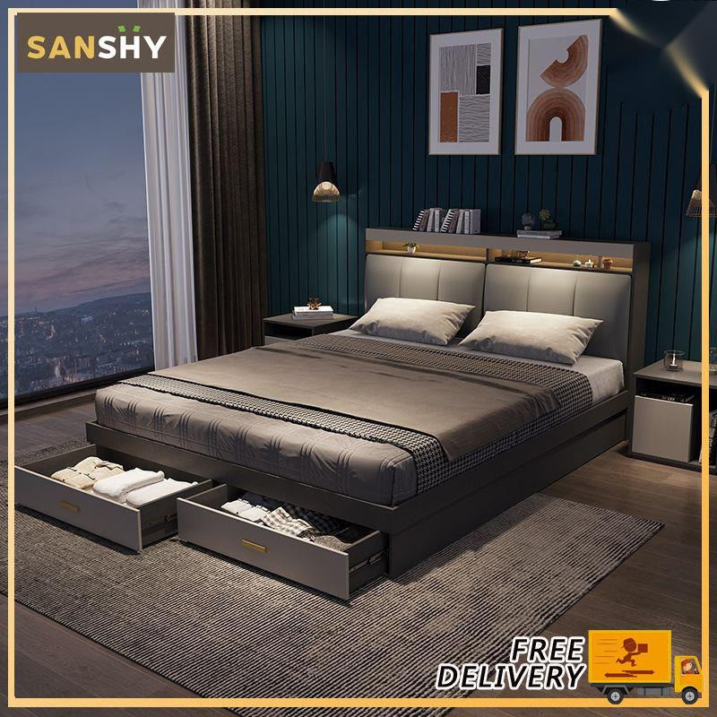 SANSHY Solid Wood Bed Frame With Storage Bed Frame Tatami Bed Frame ...
