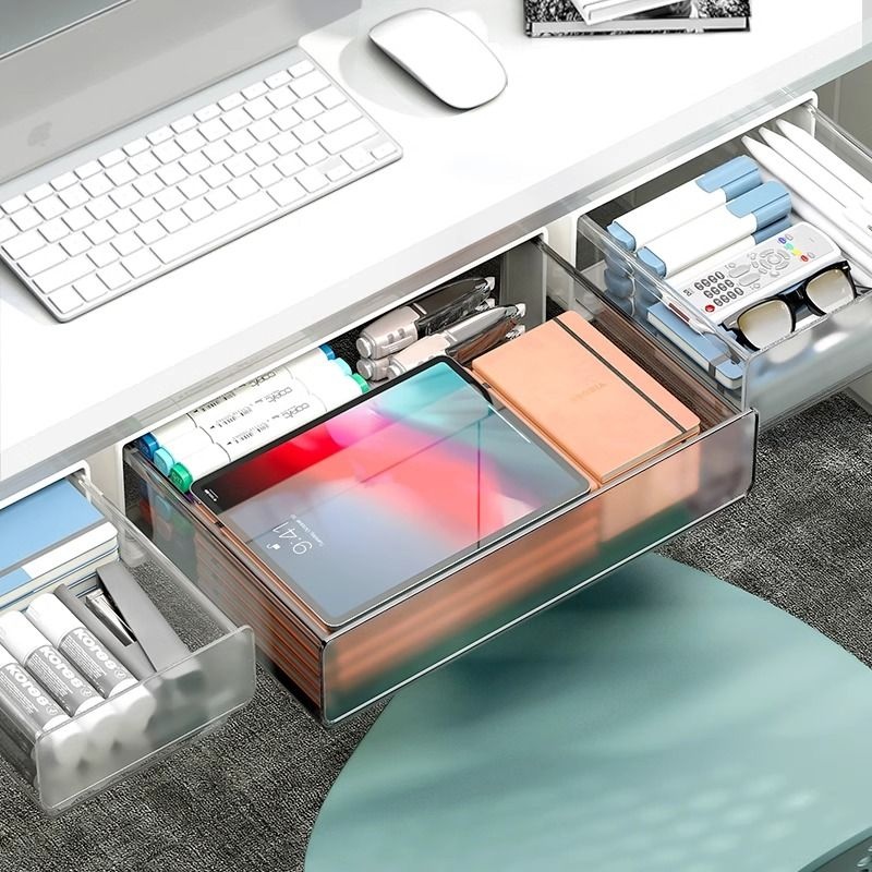 Drawer-type storage box under the table, desktop installation station ...