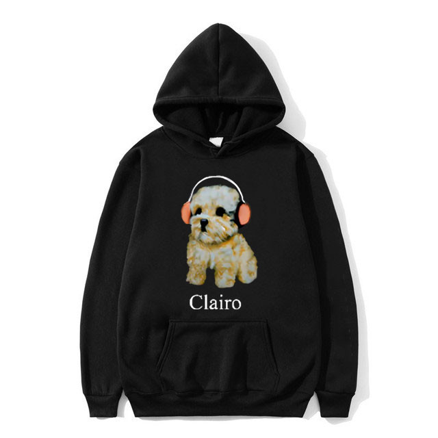Clairo Dog Puppy Headphones Graphic Print Hoodie Male Oversized ...
