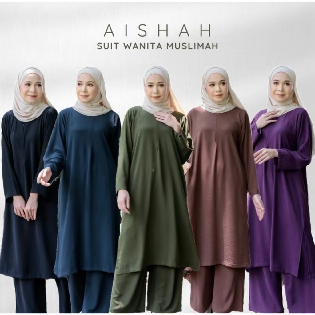 MUSLIMAH SUIT AISHAH SET MATERIAL CEY IRONLESS PLAIN | Shopee Singapore