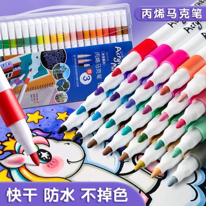 Pen Penanda Akrilik Acrylic Marker Pen Water-Based DIY Art Drawing Kids ...