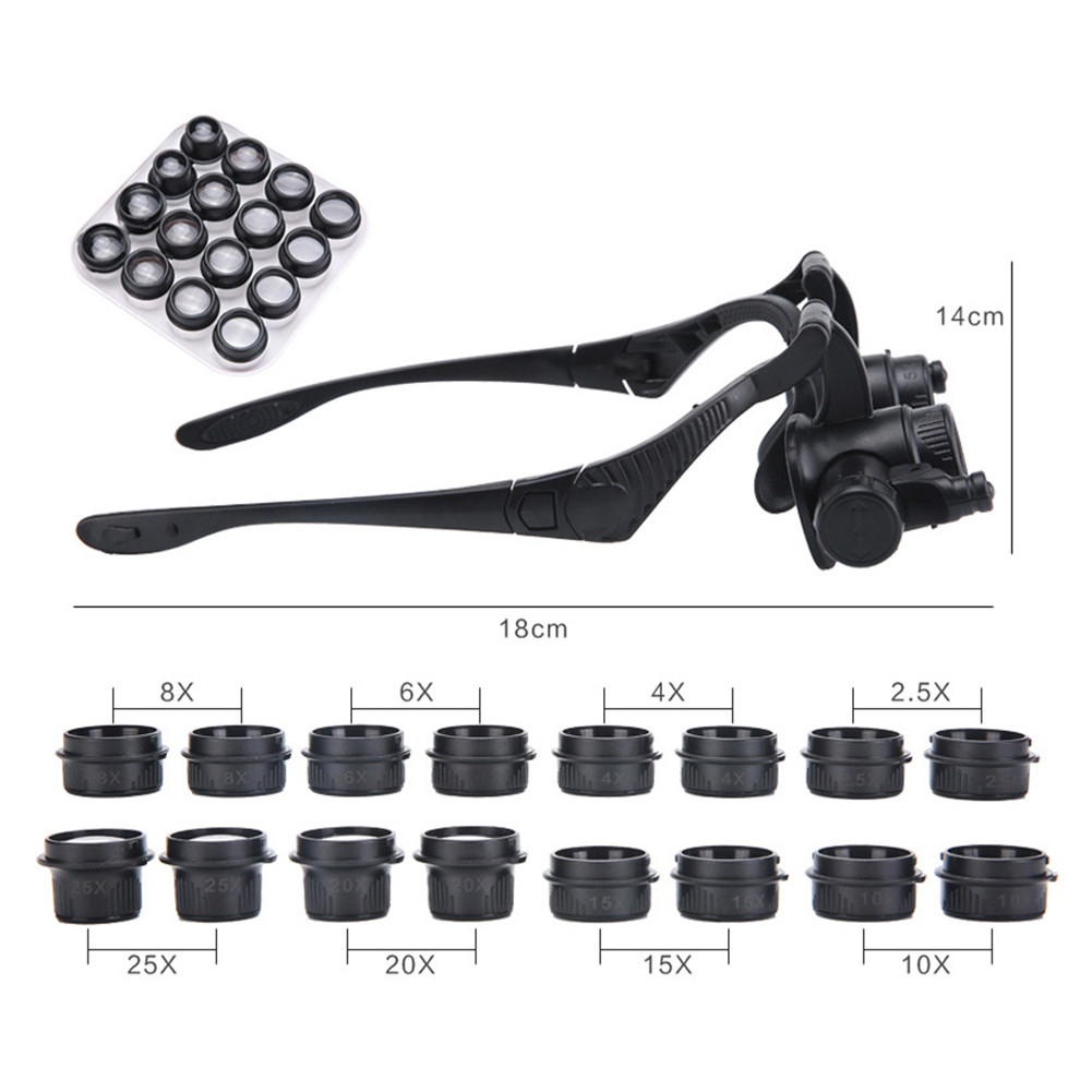 Multi-Power Double Lights Magnifier Glasses Loupe Magnifying Glass w ...