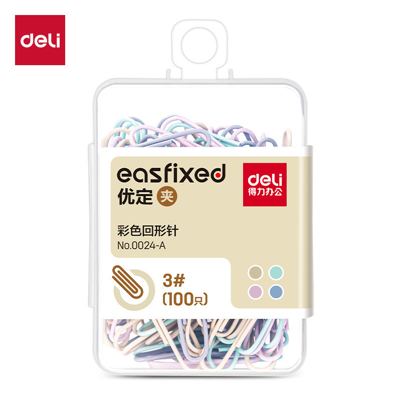 Deli Color Paper Clip 100 Pieces Box Morandi Color Paper Clip Large ...