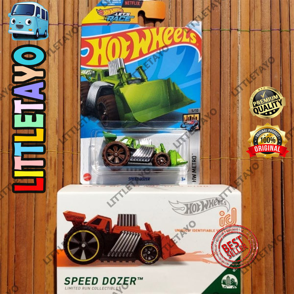 HIJAU Hotwheels SPEED DOZER 2024 Green HW ID TRACTOR Bulldozer Heavy ...