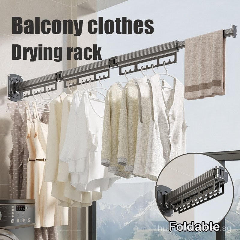 Punch-free Aluminum Alloy Clothes Drying Rack Foldable Balcony Wall ...