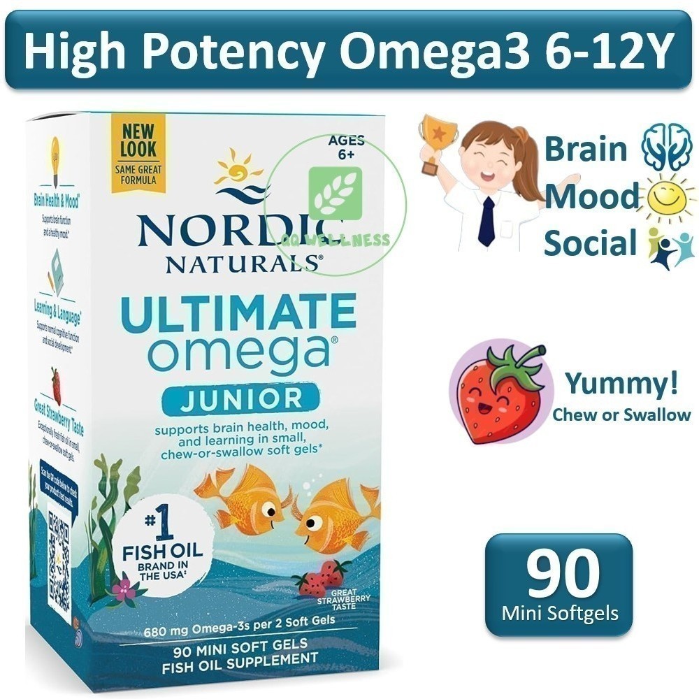 👍Nordic Naturals Ultimate Omega Junior 90 Mini Softgels 680 mg Omega-3 ...