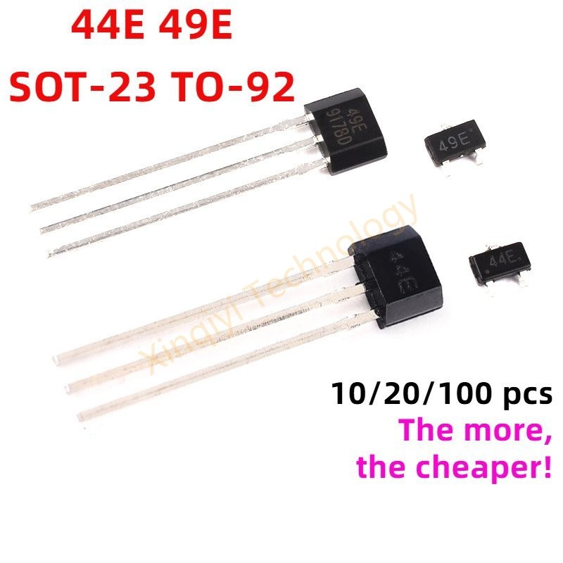 50pcs/10pcs 44E 49E SOT23 SMD Hall Effect Sensor Switch SMD Hall Element Sensor Switch Brushless ...