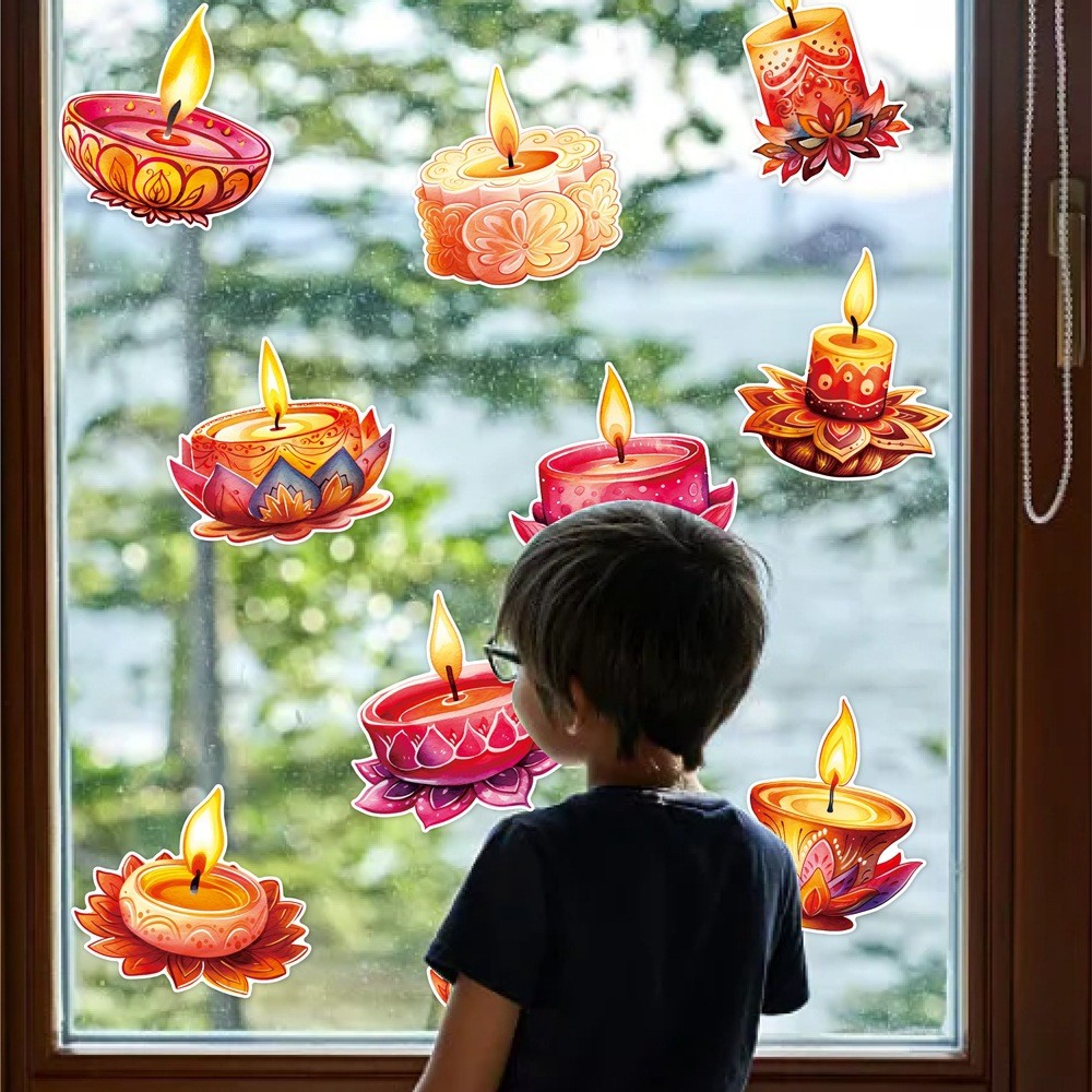 [Happy Diwali ] 2024 12pcs/set Indian Diwali Party Wall Stickers ...