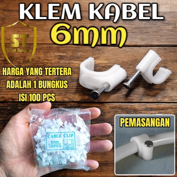 Round CABLE CLIP - 6MM - CONCRETE NAIL CABLE CLAMPS - CONTENTS 100 PCS ...