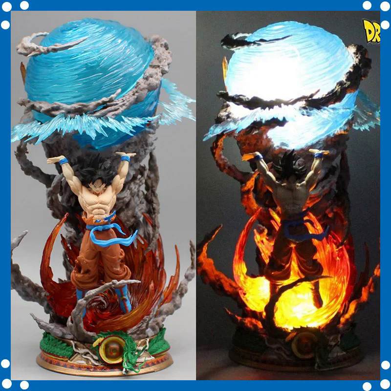 25cm Dragon Ball GK Anime Figure Goku Genki Bomb Luminous Super Saiya ...