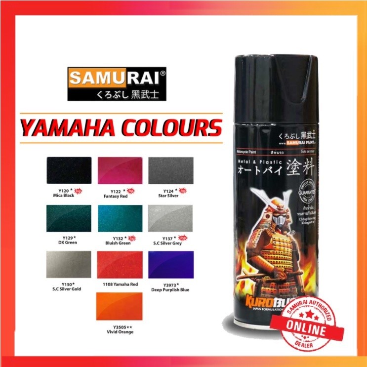 Samurai YAMAHA MOTORCYCLE COLOURS Spray Paint / Spray Warna Motor Yamaha Y125Z | Shopee Singapore
