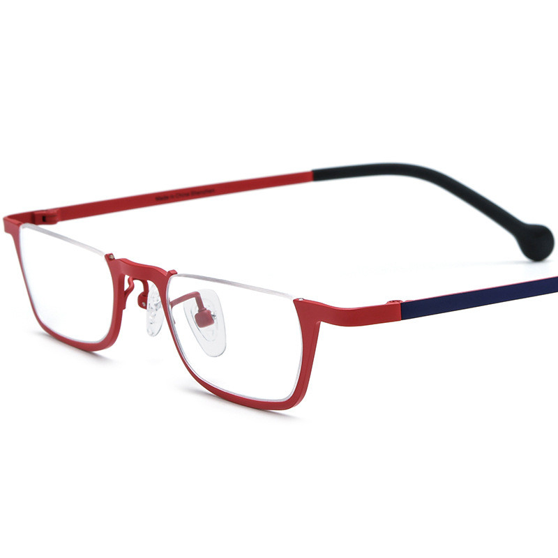 Pure Titanium Glasses Frame Unisex Square Half-Frame Glasses Frame ...