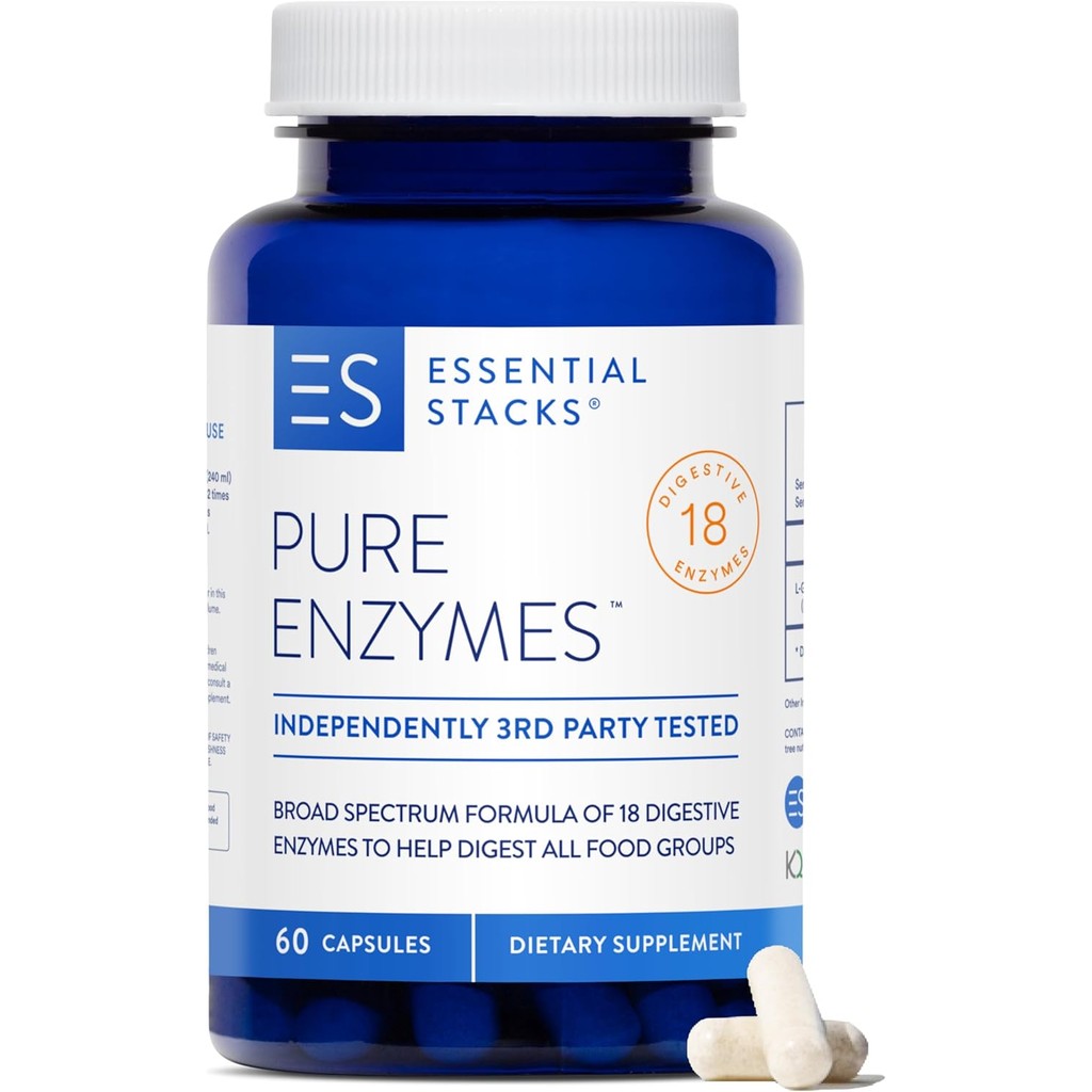 Essential Stacks Pure Digestive Enzymes (Gluten, Dairy & Soy Free) - 18 ...