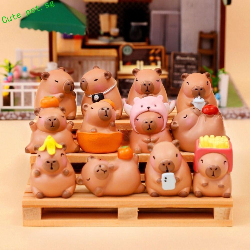 FUZOU Simulation Mini Capybara, Resin 3D Capybara Action Figures, Ornaments Cute Decorative ...