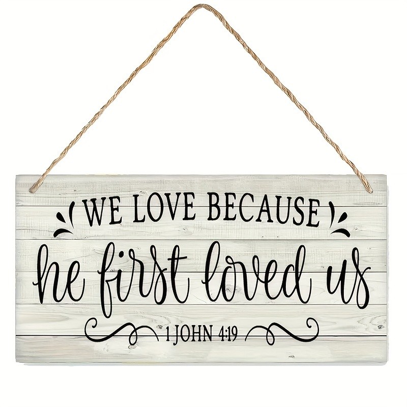 1 Piece Wooden Hanging Sign, Wood Decorative Sign, Plaque, "We Love ...