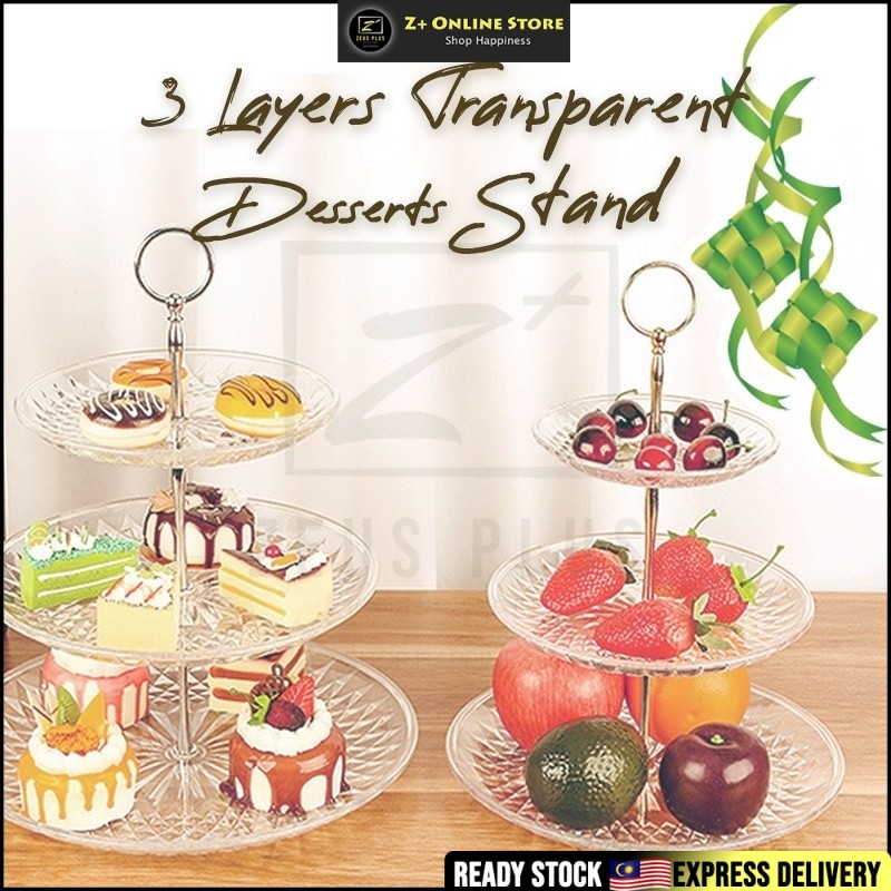 ZPLUS Transparent 3 Tiers High Tea Dessert Kuih Raya Cake Stand Fruit ...