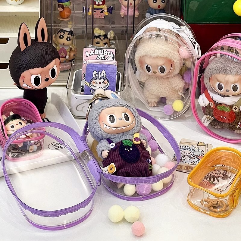 Labubu V2 V1 Display Box Plush Dolls Storage Pouch Keychain PVC Bag ...
