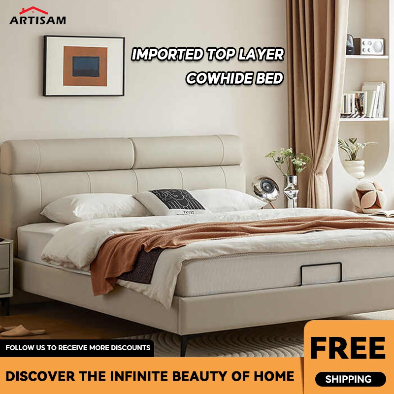 Leather Bed 2 Meters X 2 Meters 2 Large Bed Master Bedroom Suspended ...