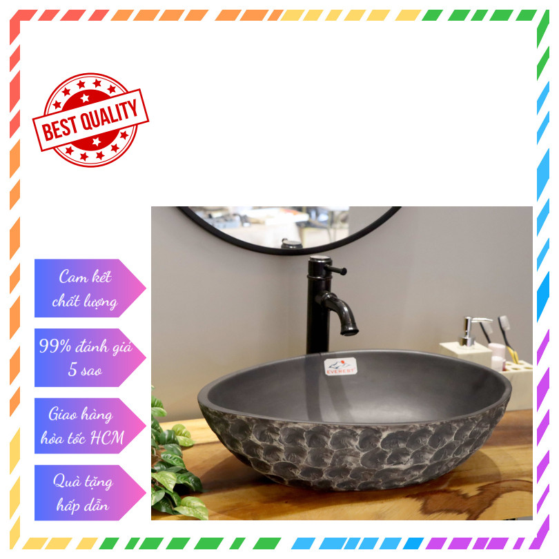 Artistic terracotta wash basin and lavabo tabletop LV069 - Pebble style ...