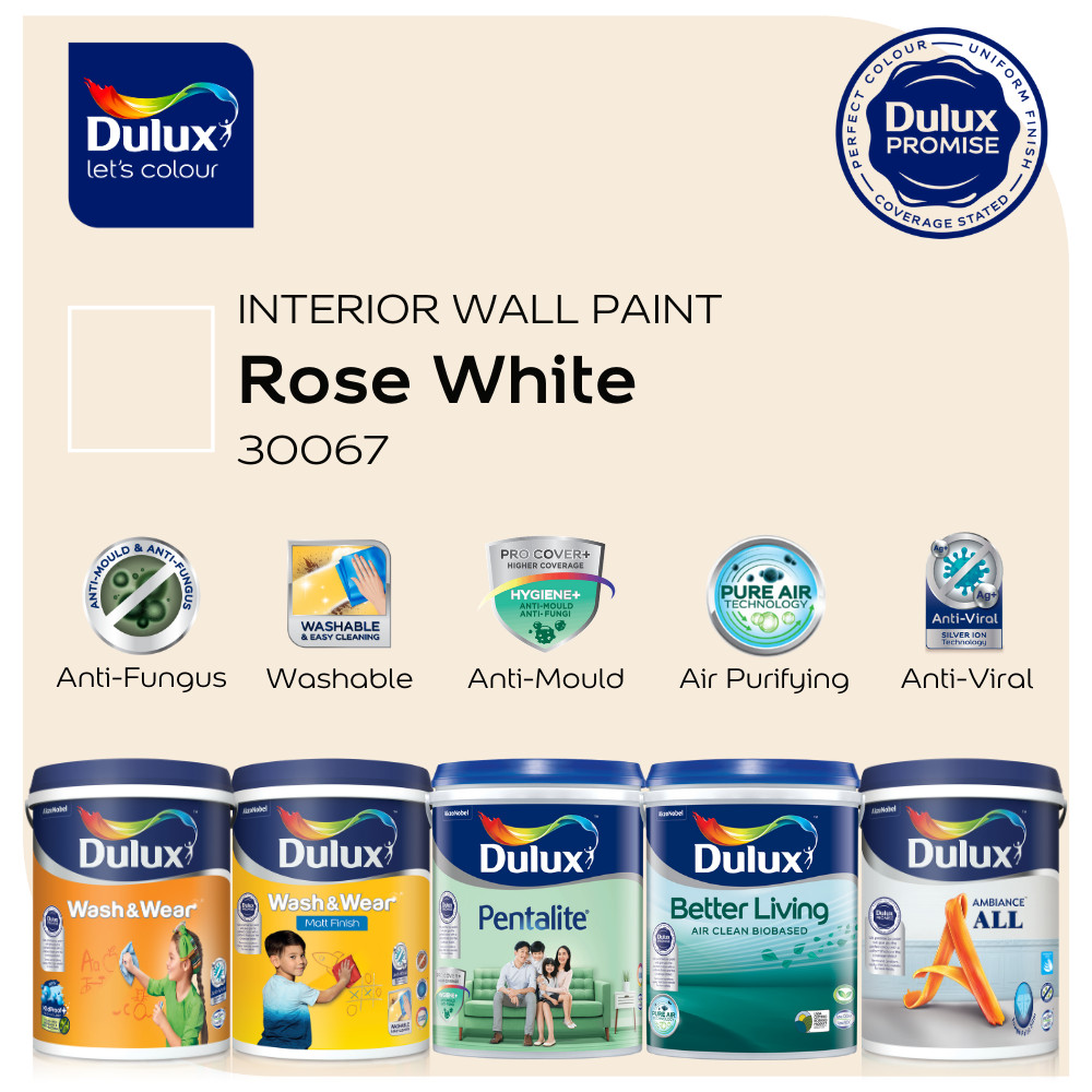 [Shop By Colour] Dulux Interior Wall Paint | Rose White 30067 | Anti ...