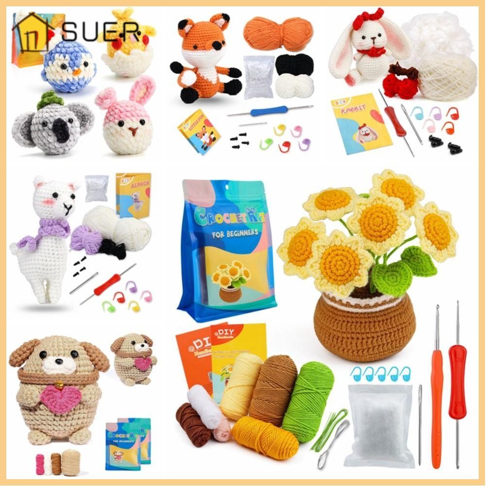 SUER Crochet Stuffed Animal Kit, with Video Tutorial Animal DIY Crochet ...
