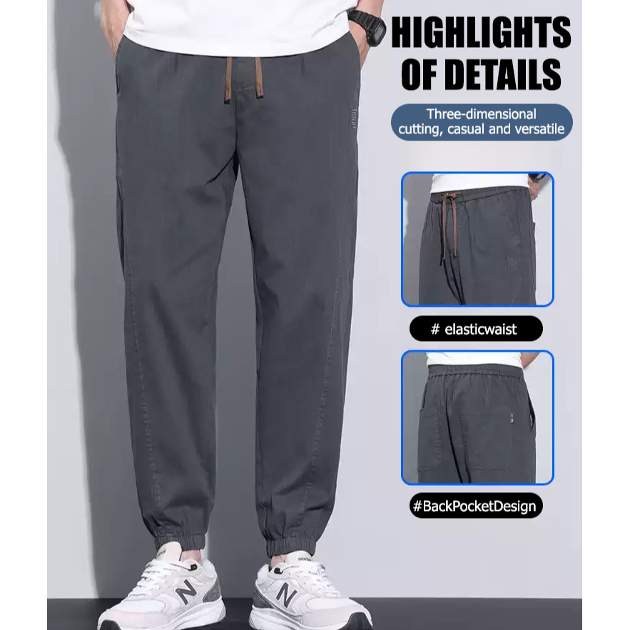 【100% authentic】Men's drawstring wide-leg cargo pants loose ...