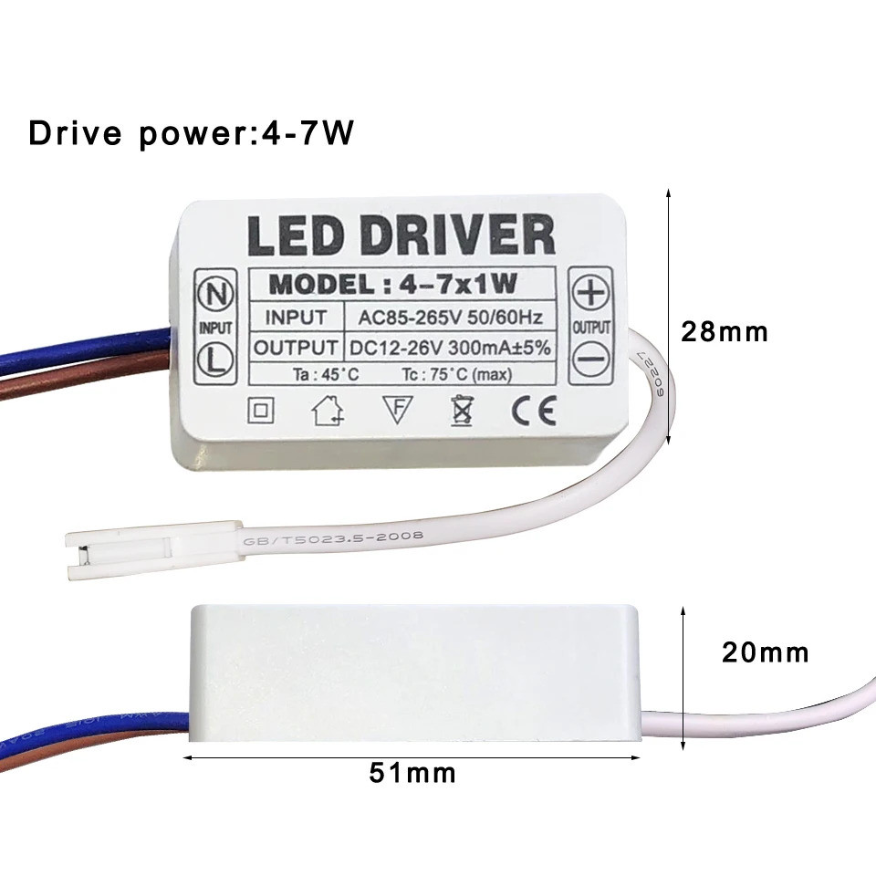 1W-36W AC85-265V Power Supply LED Driver Adapter Transformer, 300mA ...