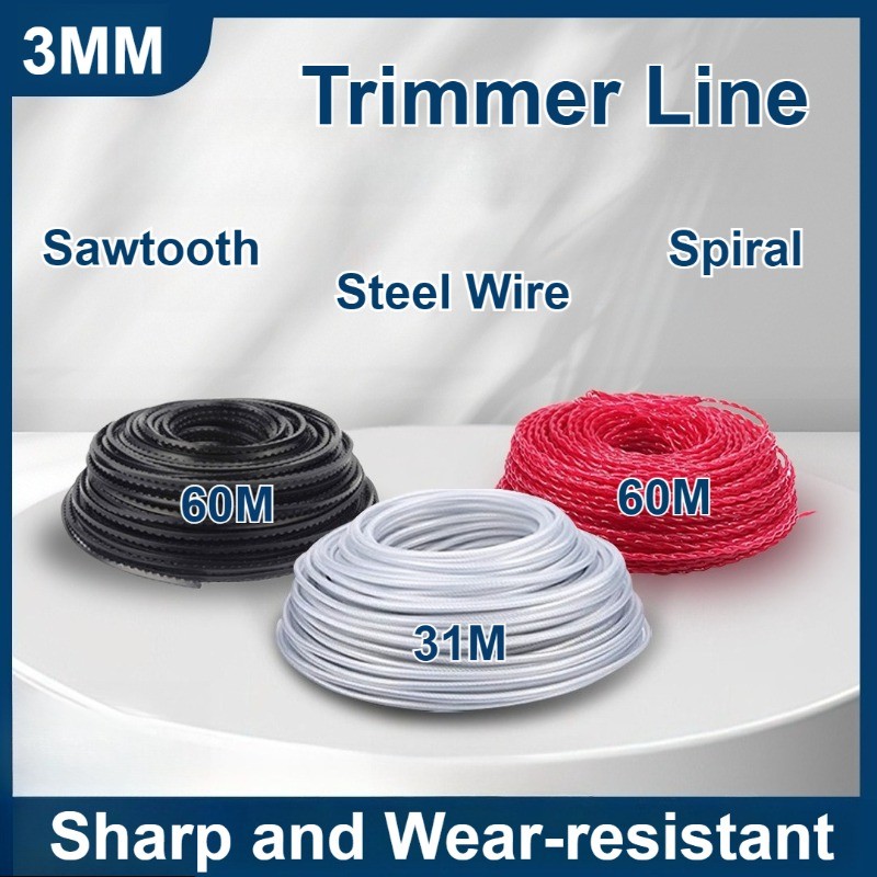 3MM Grass Trimmer Line Nylon Steel Wire Grass Cutter Rope Trimmer ...
