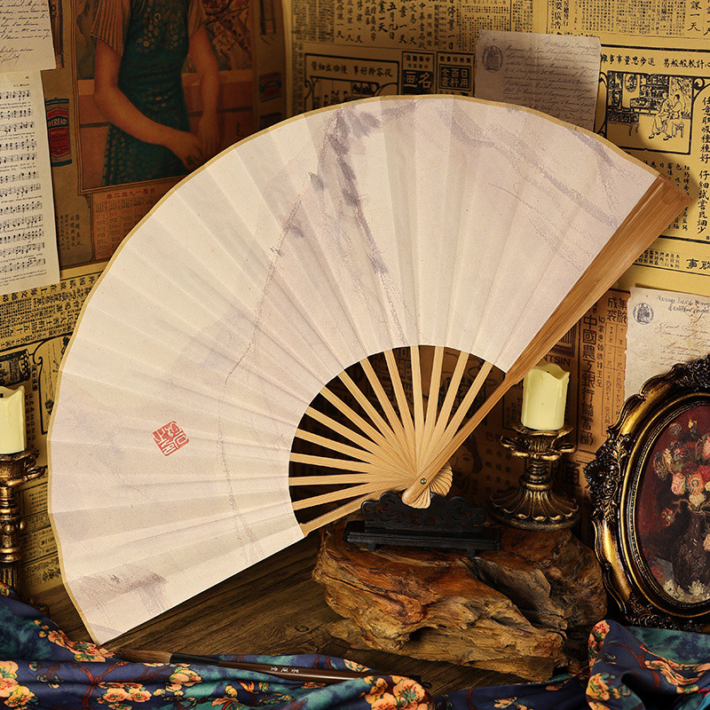 10" Portable Manual Hand Fan Paper Fan for Man Chinese Bamboo Foldable ...