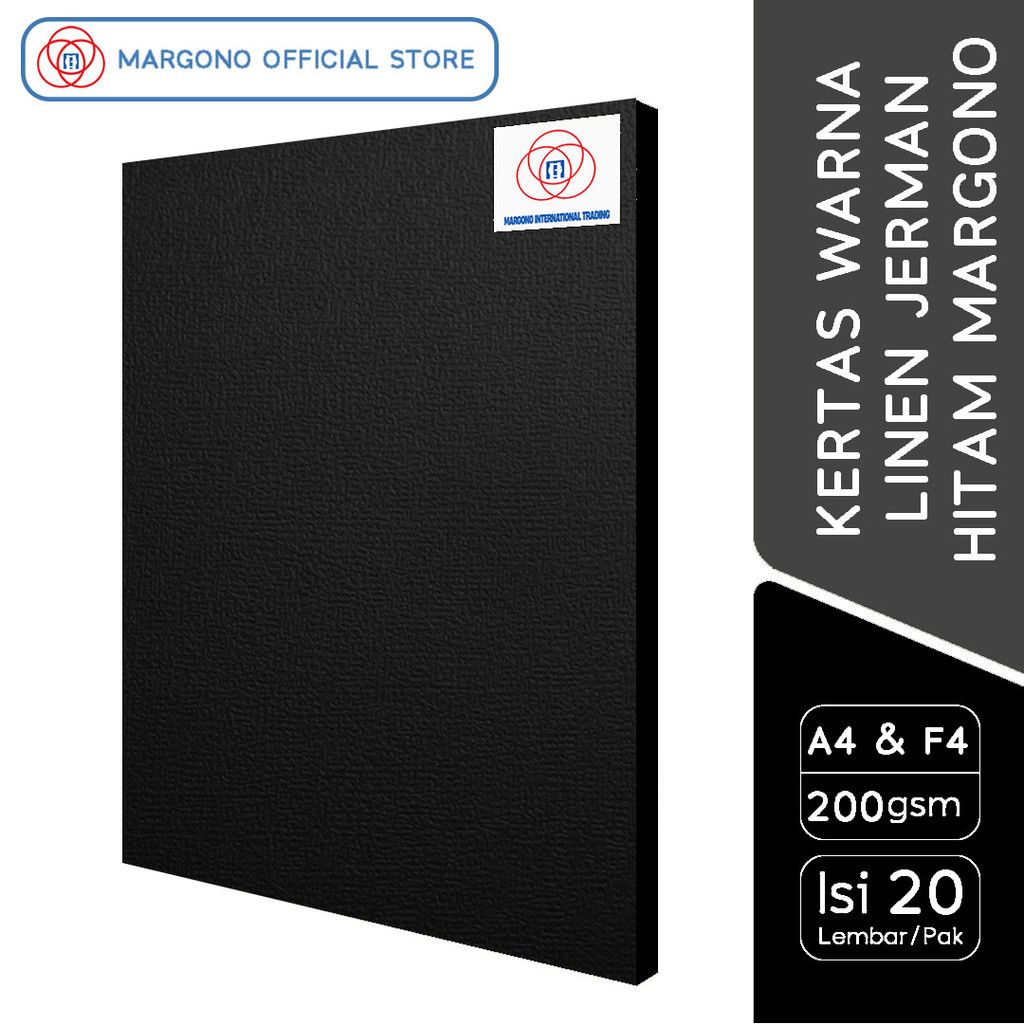 Margono Color Paper A4/F4 German Linen Black 200 gsm - 20 Sheets | Shopee Singapore