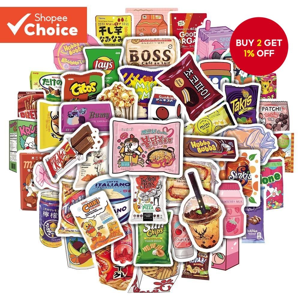 50/25/10Pcs Cartoon Snacks Food Waterproof Stickers For Phone Bike ...