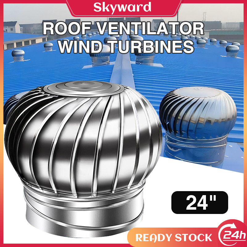 24" 304 Stainless Steel Roof Ventilation Wind Turbine Apollo Ventilator ...