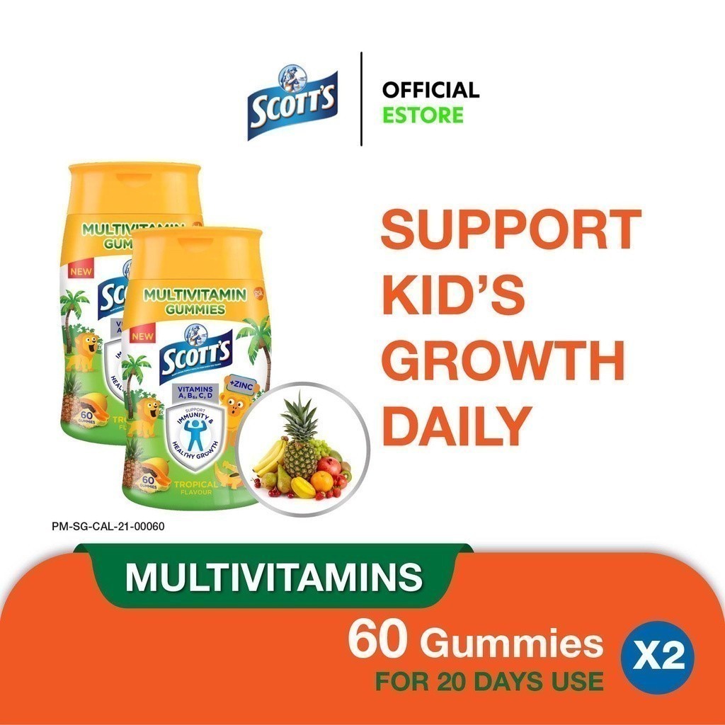 [2 Packs] SCOTT'S Multivitamin Gummies for Kids, Vitamin A, B6, C, D ...