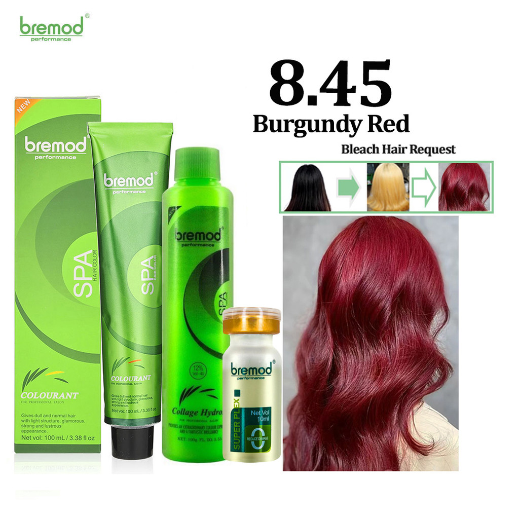Bremod Hair Color 8.45 Burgundy Red 100ml Oxidizer Red Tone (Bleach ...