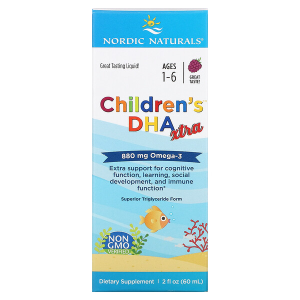Nordic Naturals, Children's DHA Xtra, Ages 1-6, Berry Punch, 880 mg, 2 ...