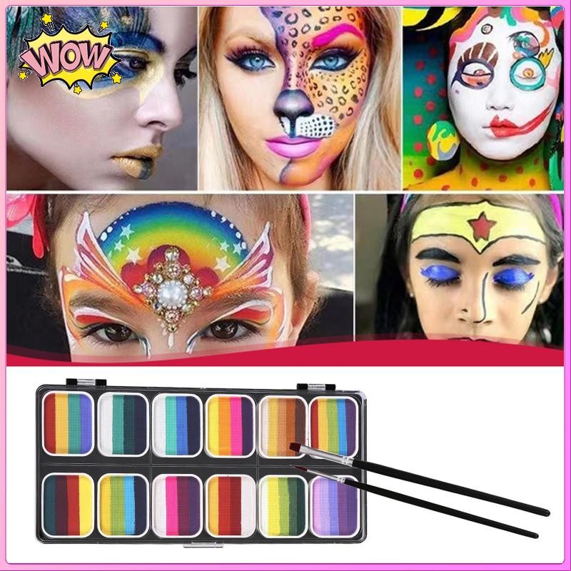 [ Face Paint Palette Makeup Kit 12 Water Based Paints for Cosplay Face ...