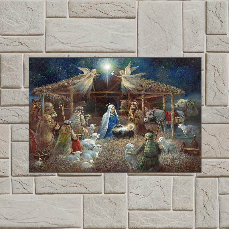Nativity Scene Wall Art Beautiful Religious Christmas Decorations Jesus ...