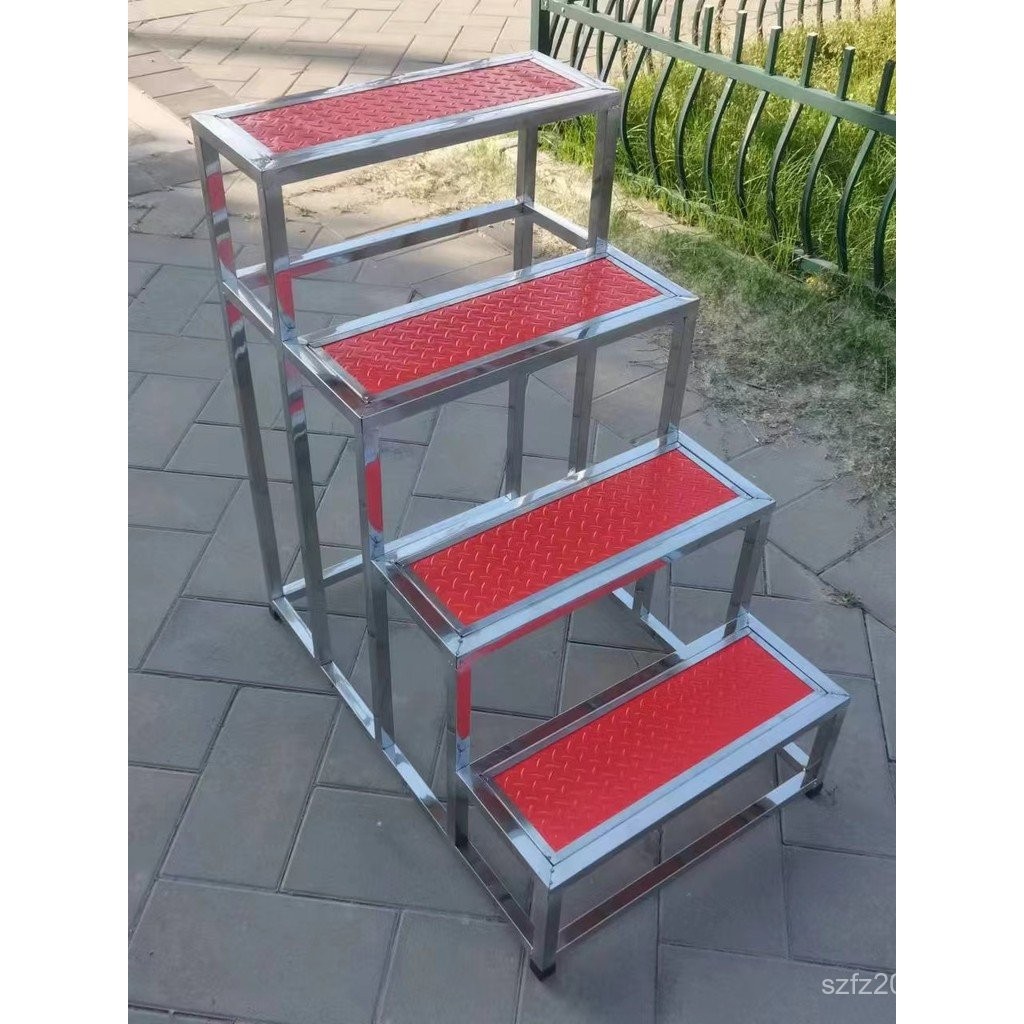Stainless Steel Step Ladder Four-Step Ladder Small Staircase Mobile ...