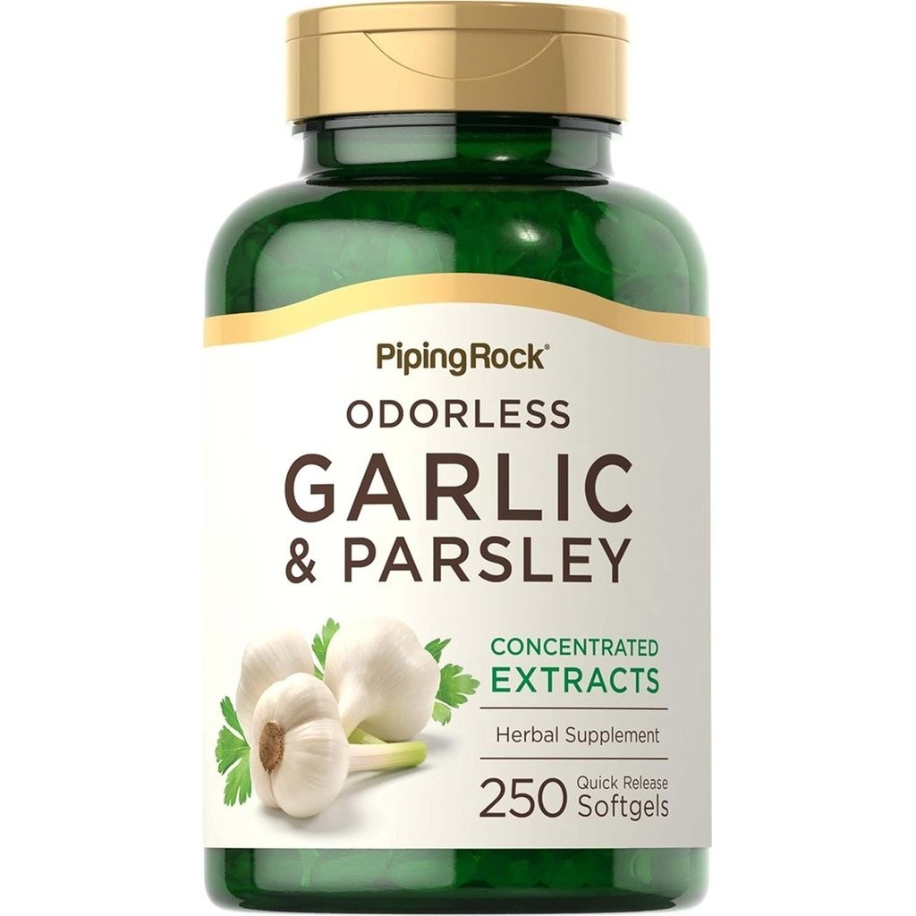 Piping Rock Odorless Garlic and Parsley Pills | 500mg | 250 Softgel ...
