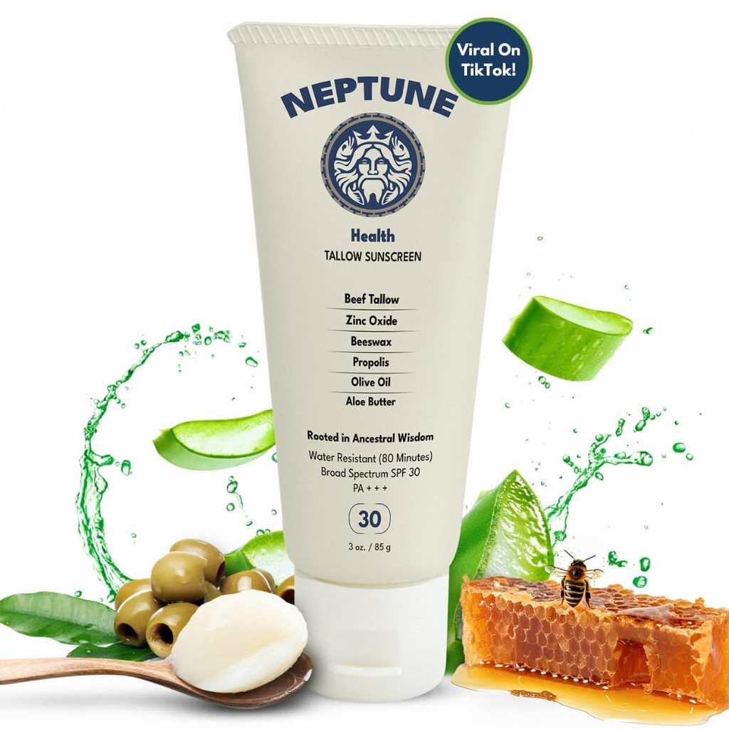 Neptune Non-Toxic Sunscreen - Grass Fed Beef Tallow, Zinc Oxide Mineral ...