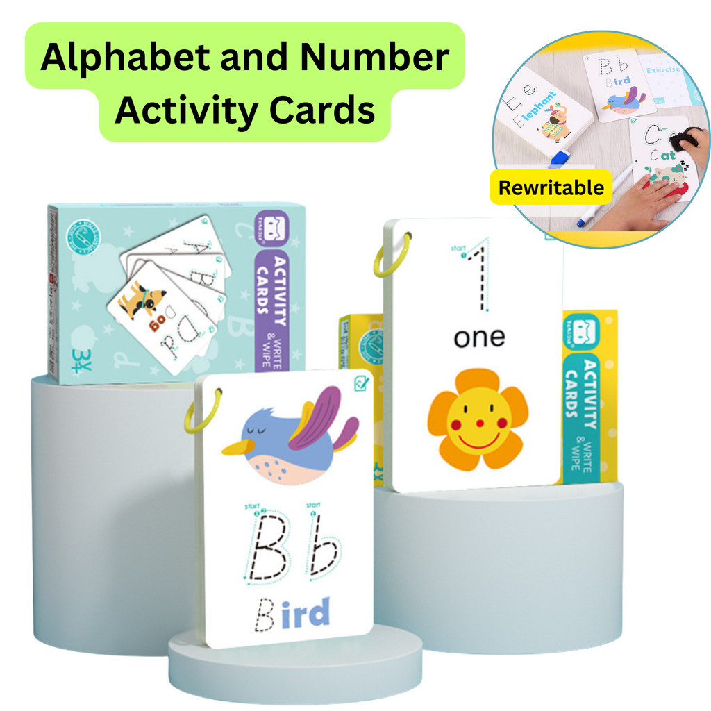Flash Card Alphabet and Numbers Reusable Kad Imbas Nombor dan ABC Early ...