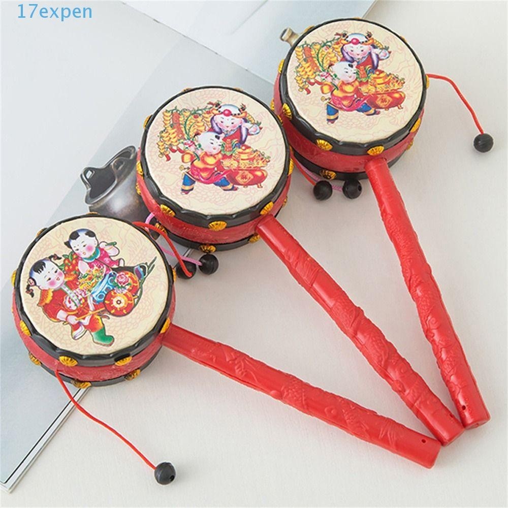 EXPEN Spin Rattle Drum, Traditional Style Chinese Monkey Drum ...