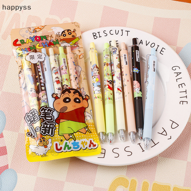 [happyss] 6Pcs/Set Kawaii Crayon Shin-Chan Gel Pen Cute 0.5mm Black Ink ...
