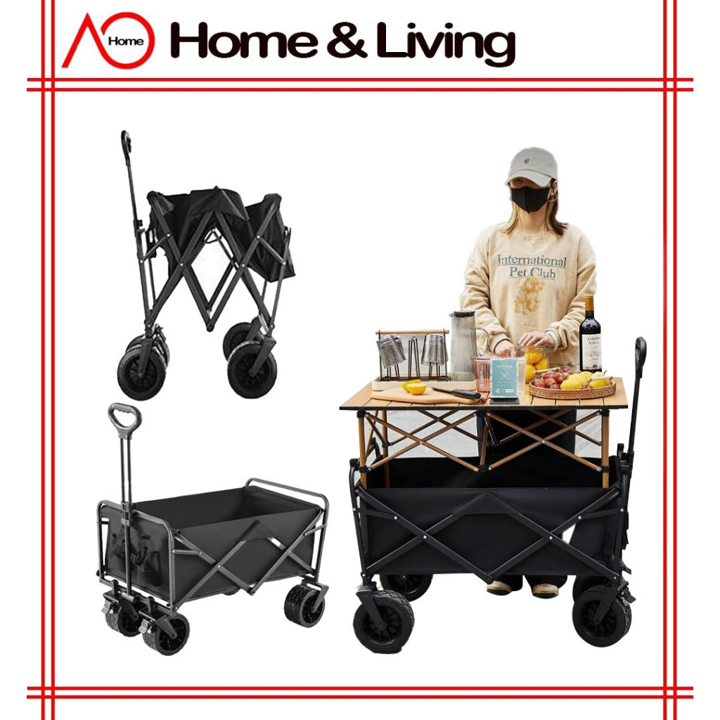 AO Home Outdoor Shopping Wagon Camping Trolley Stall Trolley Foldable ...