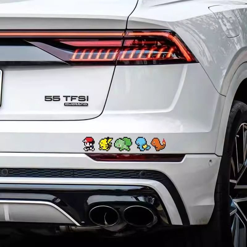 Pikachu cartoon cute creative reflective car stickers pixel stickers ...