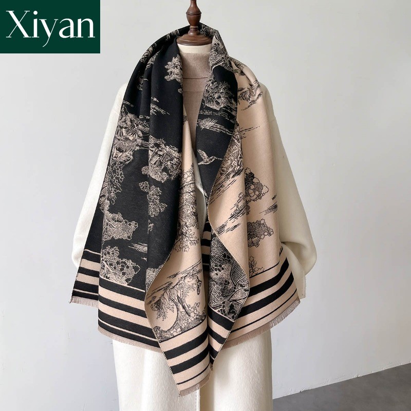 【ready stock】new fashion women cashmere-like shawl winter keep warm ...