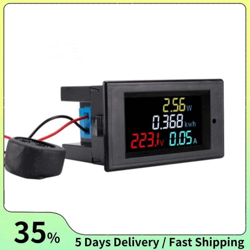 AC Voltmeter Ammeter Power Energy Meter 0.01-100A HD Color Screen 180 ...
