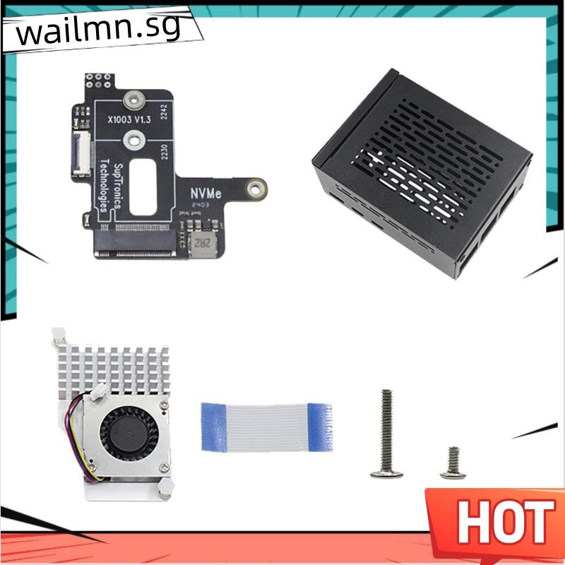 For Raspberry Pi 5 PCIe to M.2 NVMe HAT+Radiator+Case SSD MINI Adapter ...