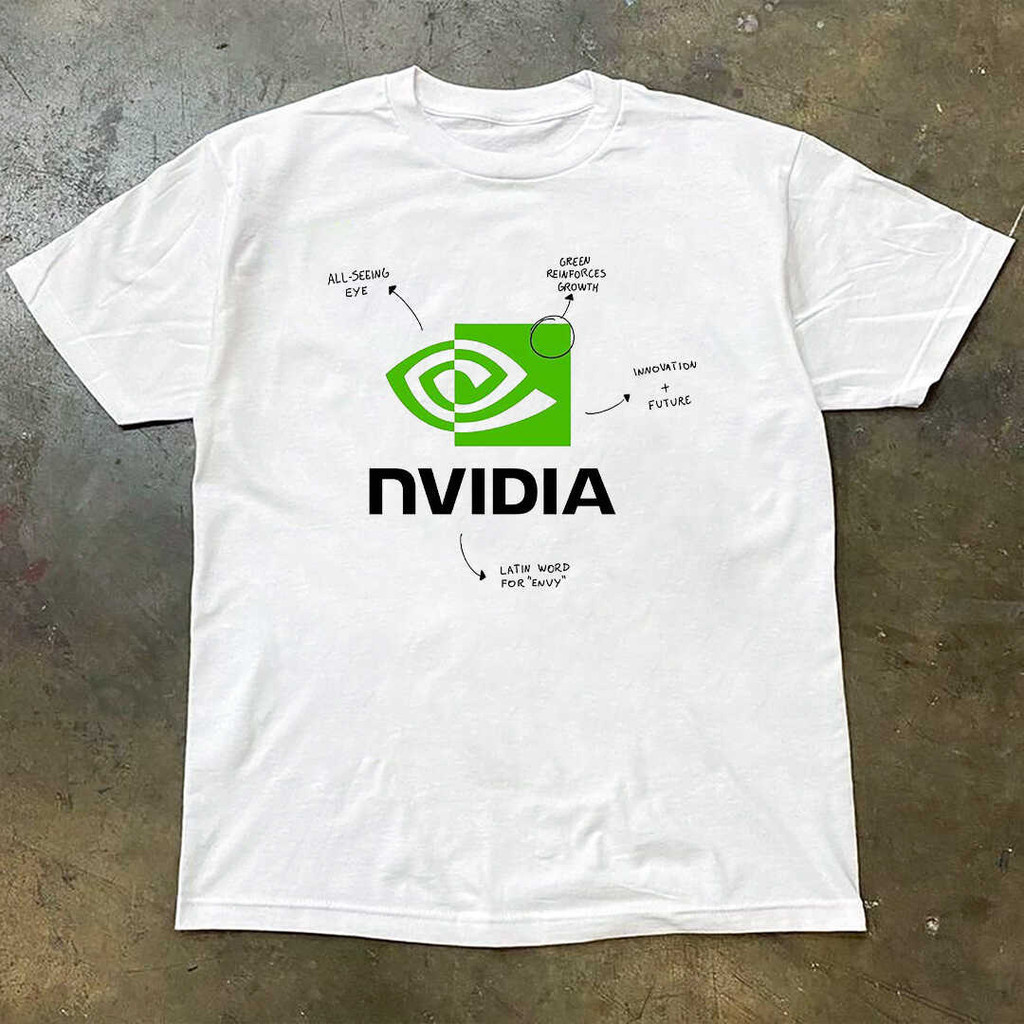 Nvidia Letter Printed White Short Sleeve Pure Cotton Round Neck T-Shirt ...