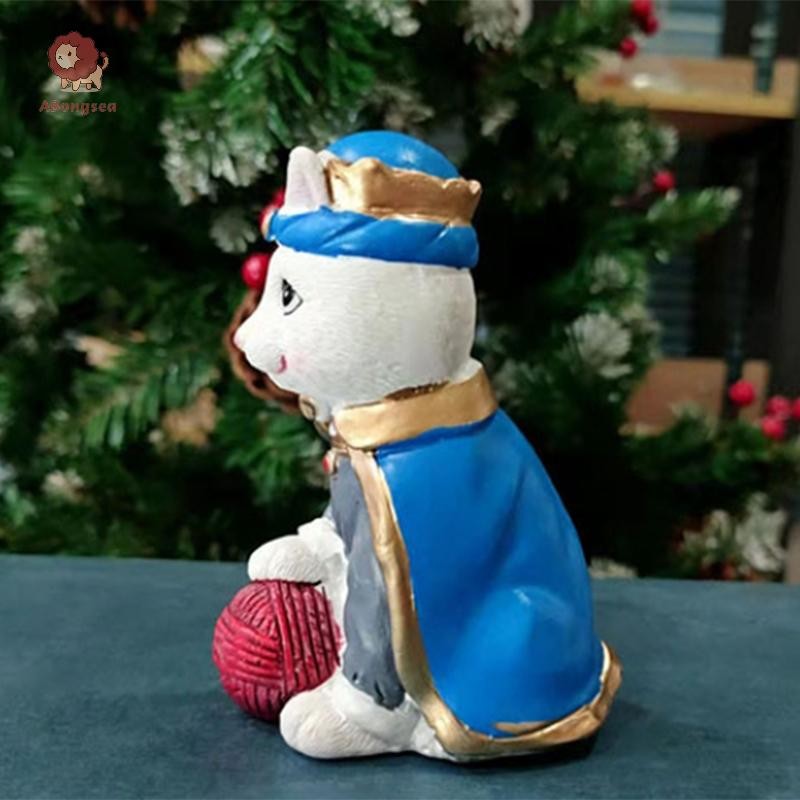 abongsea Nativity Royal Cats Christmas Decoration Resin Crafts Animal ...